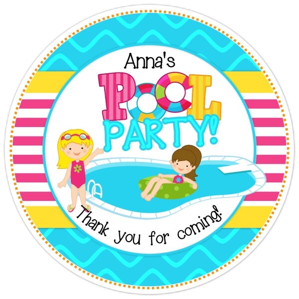 36 Pool Party Stickers Birthday Pool Party Favors Swimming - Etsy