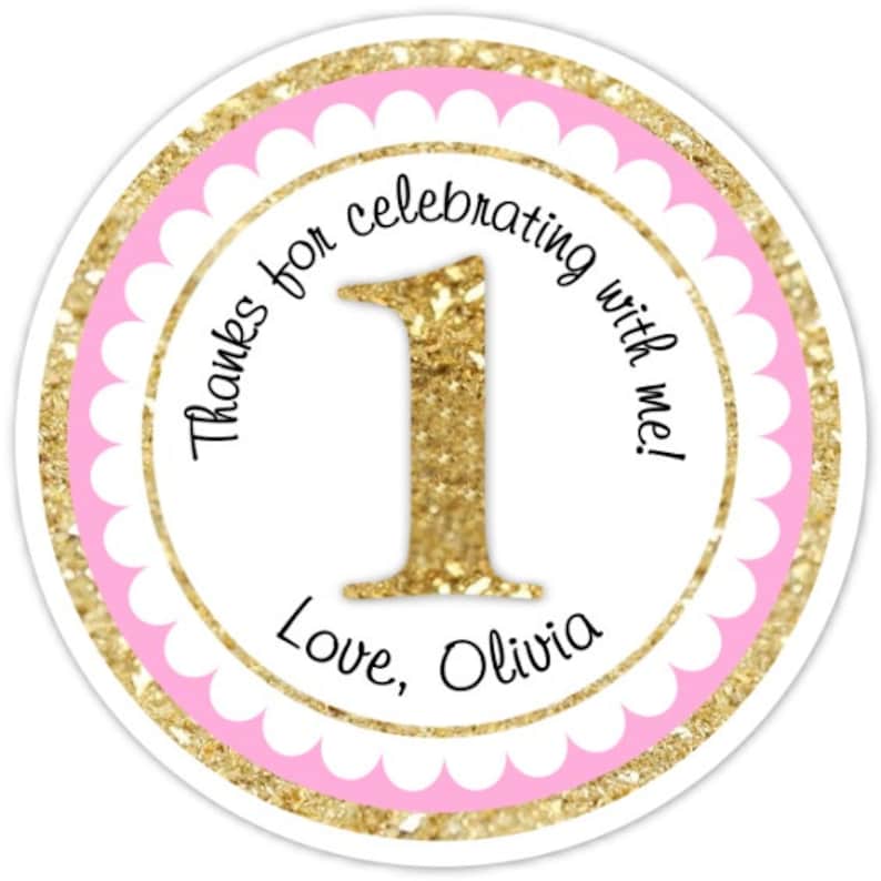 36 Custom 1st Birthday Labels 1st Birthday Stickers Pink and - Etsy