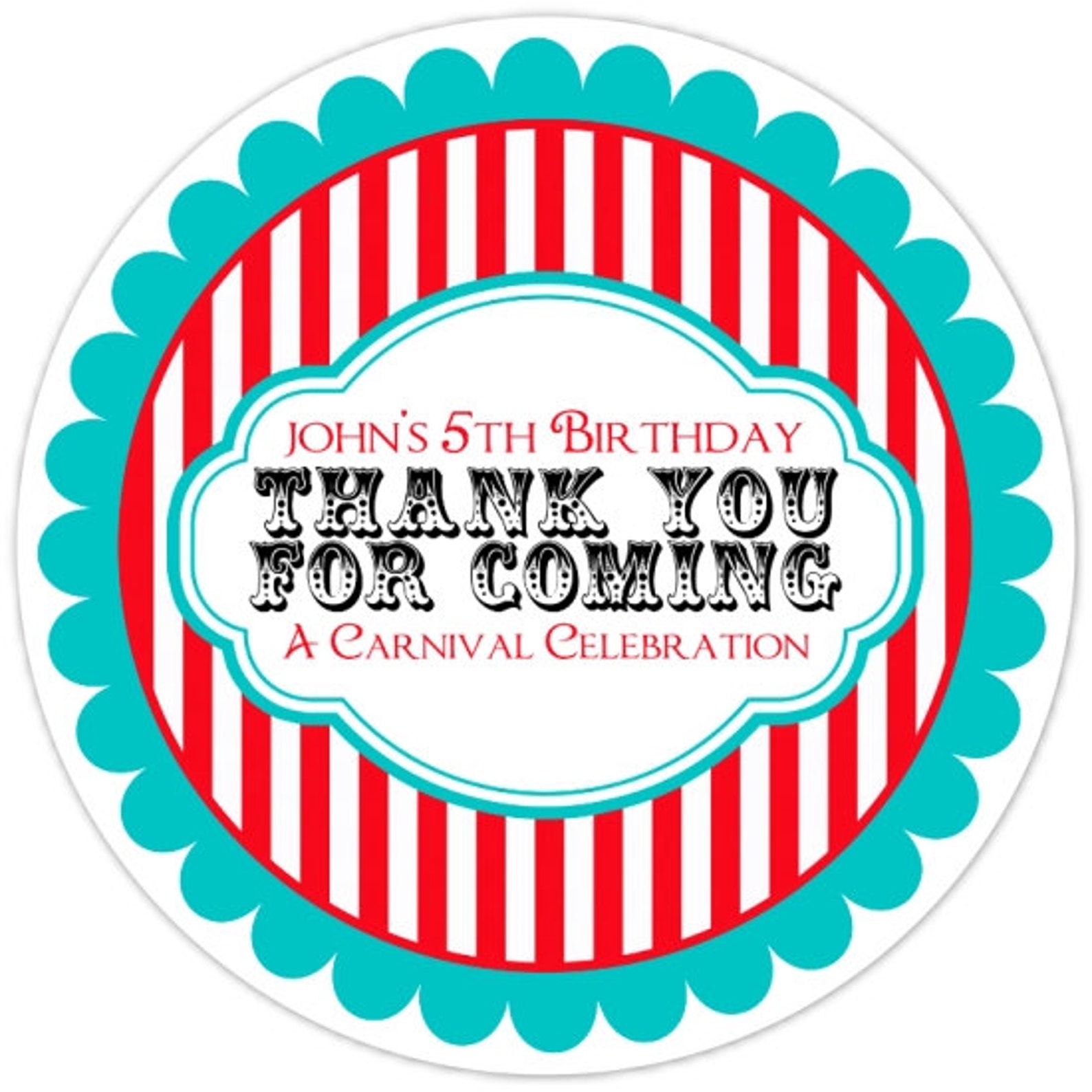 36 Carnival Birthday Labels Personalized Circus Party Favors - Etsy