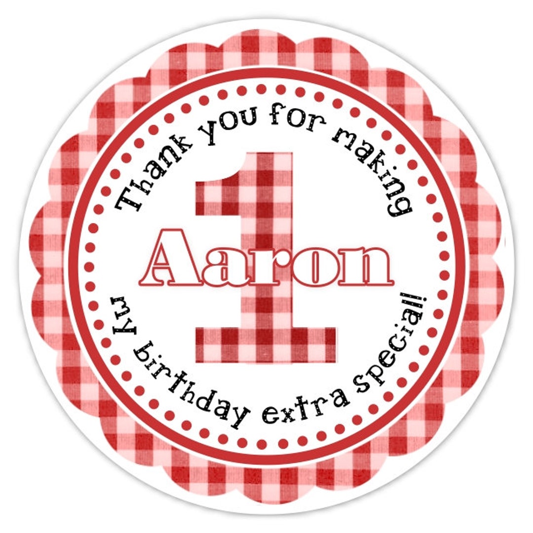 36 Custom First Birthday Labels 1st Birthday Stickers Red - Etsy