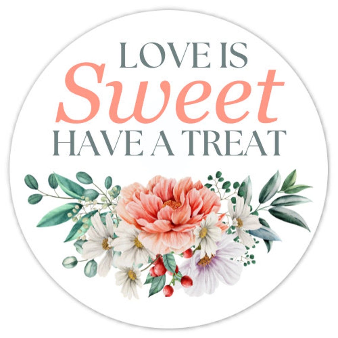 36 Bridal Shower Labels, Love is Sweet, Have a Treat Stickers, Peach ...