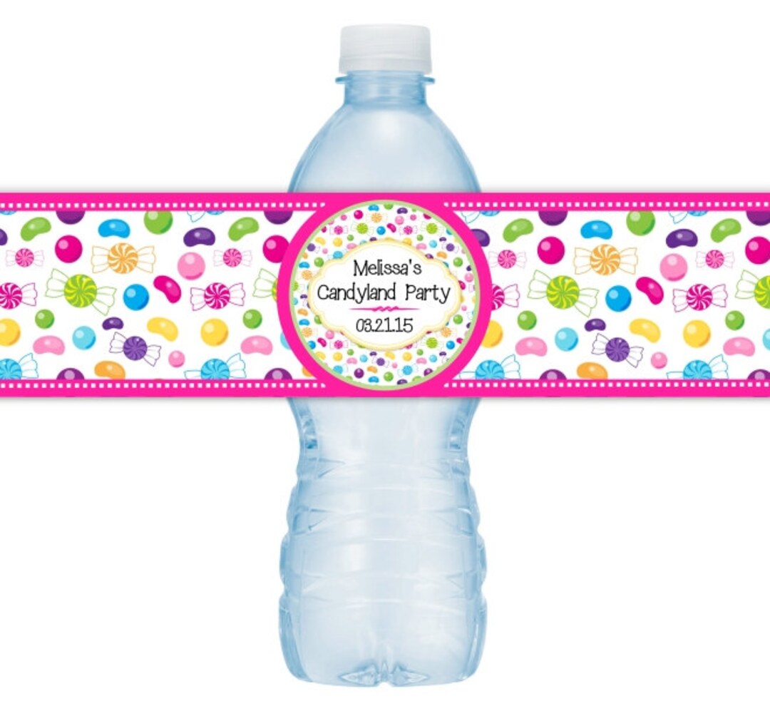 Candy Land Birthday Water Bottle Labels, Custom Water Bottle Labels ...