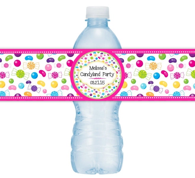 Candy Land Birthday Water Bottle Labels Custom Water Bottle | Etsy
