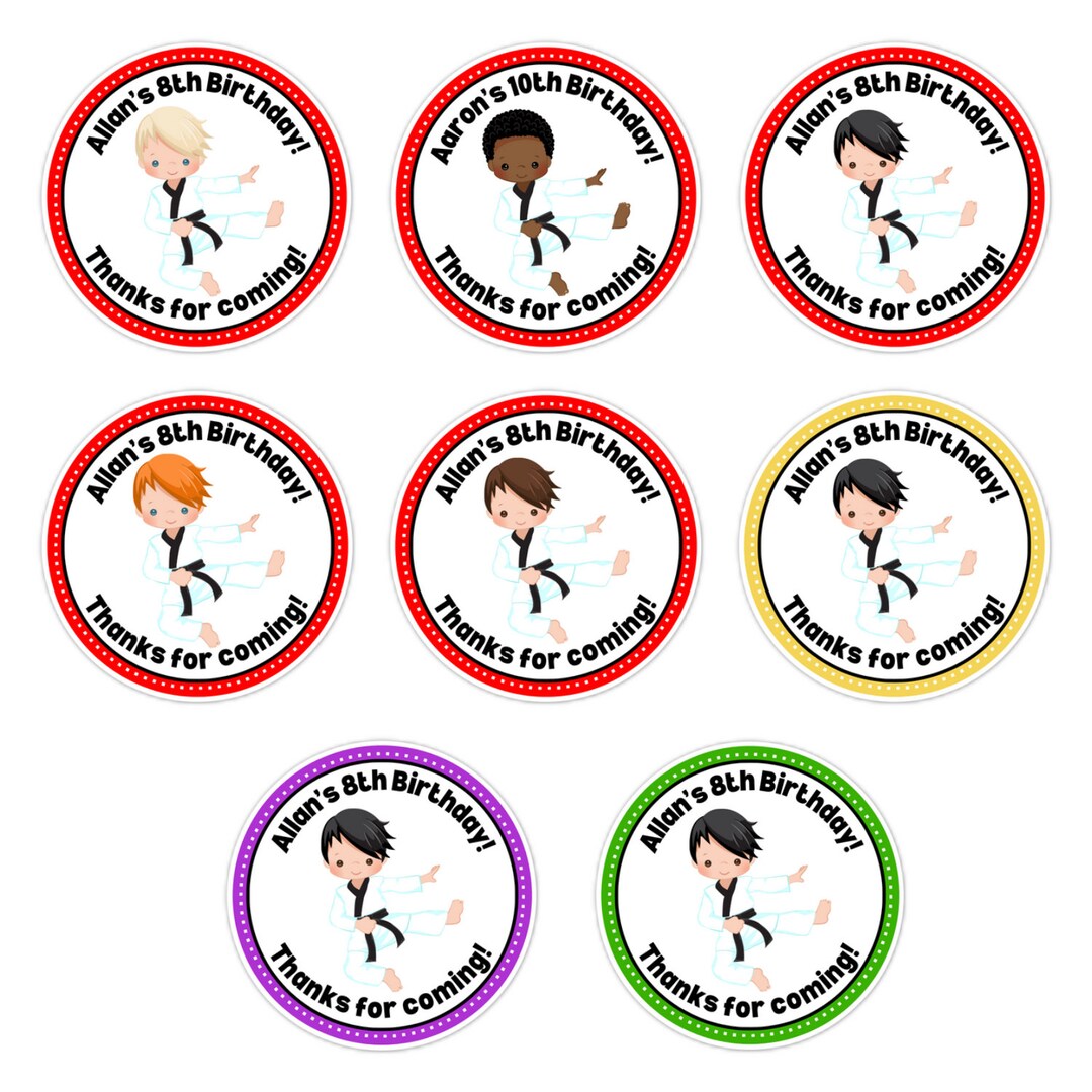 36 Boy's Karate Stickers Custom Karate Birthday Labels - Etsy