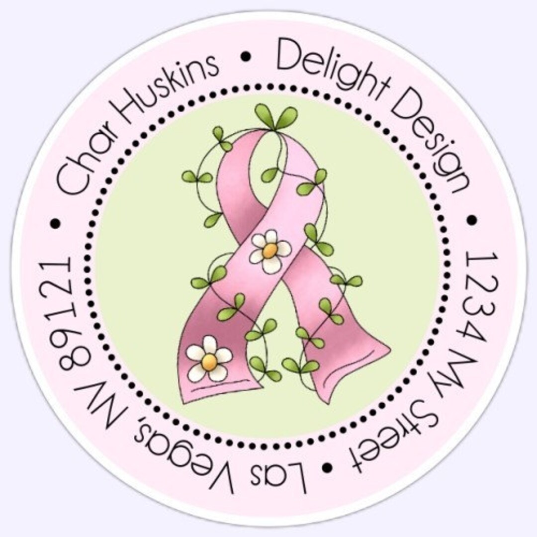 Custom Address Labels, Breast Cancer Labels, Pink Ribbon Personalized ...