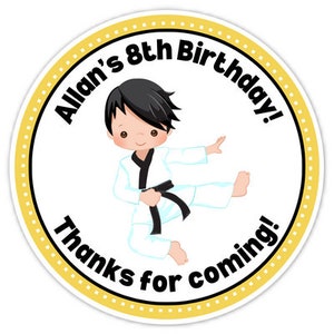 20 Boy's Karate Stickers, Custom Karate Birthday Labels, Boy Karate ...