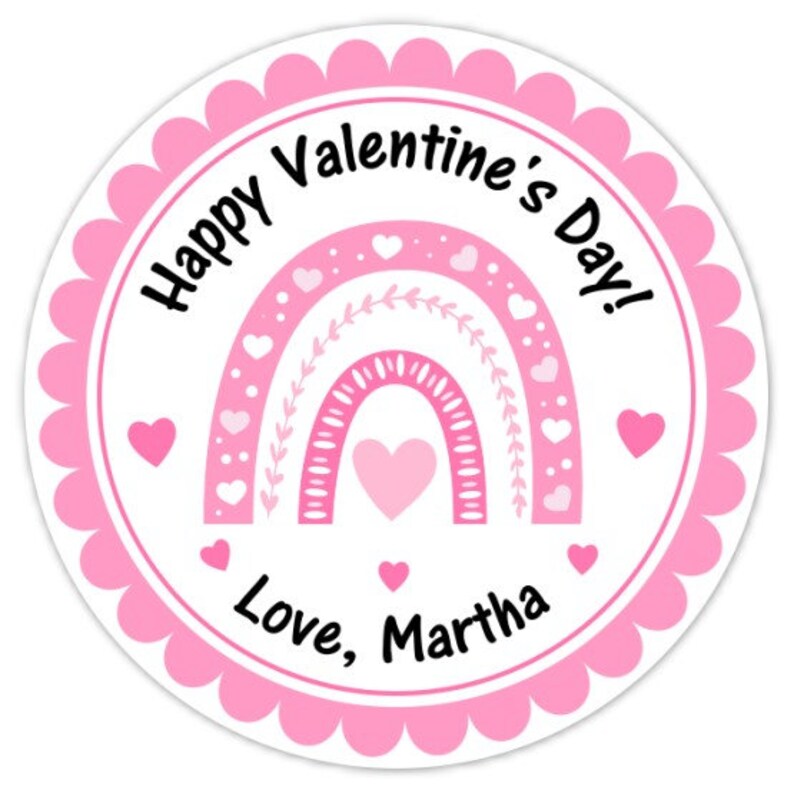 Cute Rainbow Valentine's Day Stickers, Custom Rainbow Valentine Labels ...