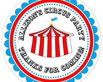 Circus Birthday Labels Circus Party Big Top Stickers Birthday Party ...