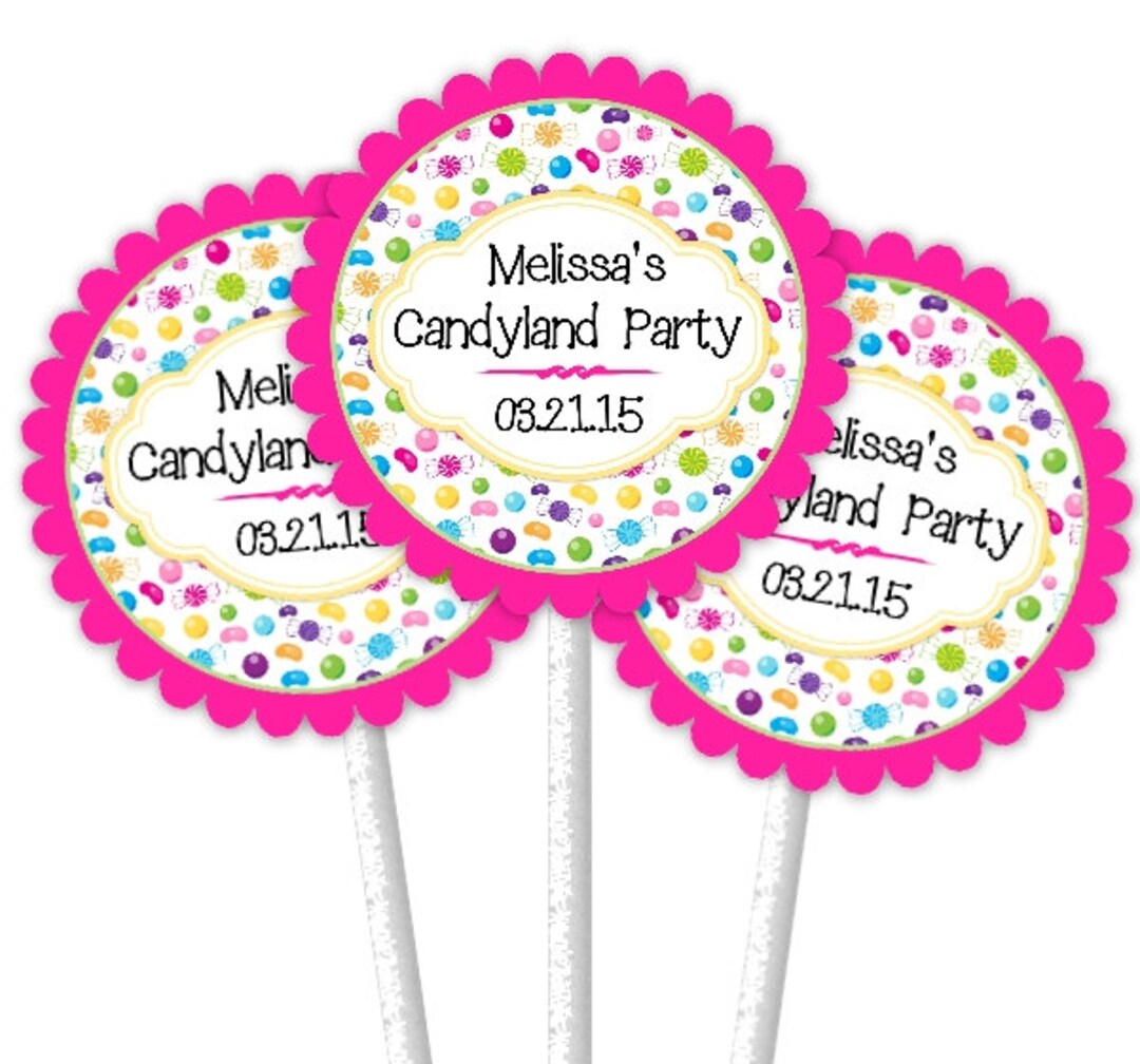 24 Candy Land Cupcake Toppers, Candy Cupcake Toppers, Custom Candy Land ...