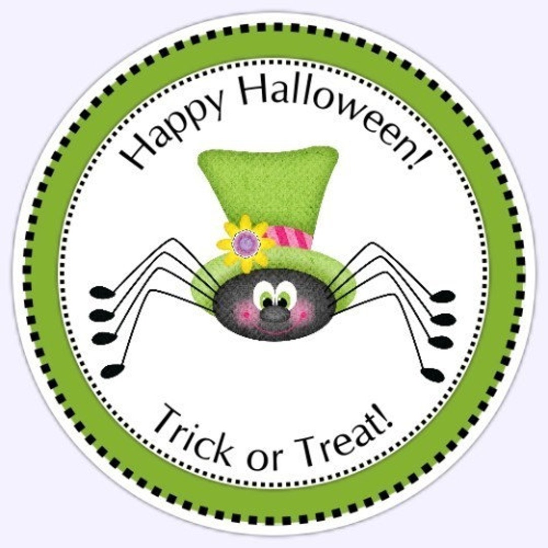 Happy Halloween Labels, Spider Stickers, Halloween Stickers, Trick or ...