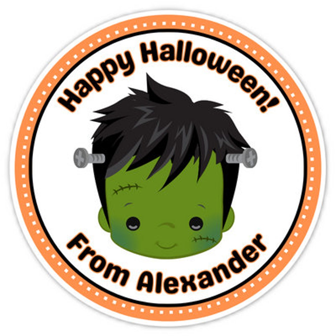 Cute Halloween Labels, Boy Frankenstein Stickers, Perfect for Party ...