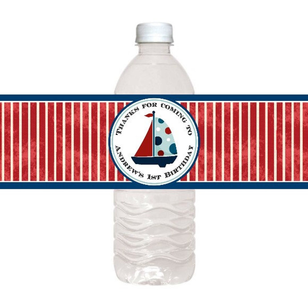 Custom Water Bottle Labels, Nautical Water Bottle Labels, Ocean Party ...