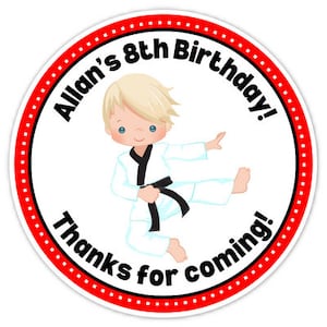 36 Boy's Karate Stickers Custom Karate Birthday Labels - Etsy