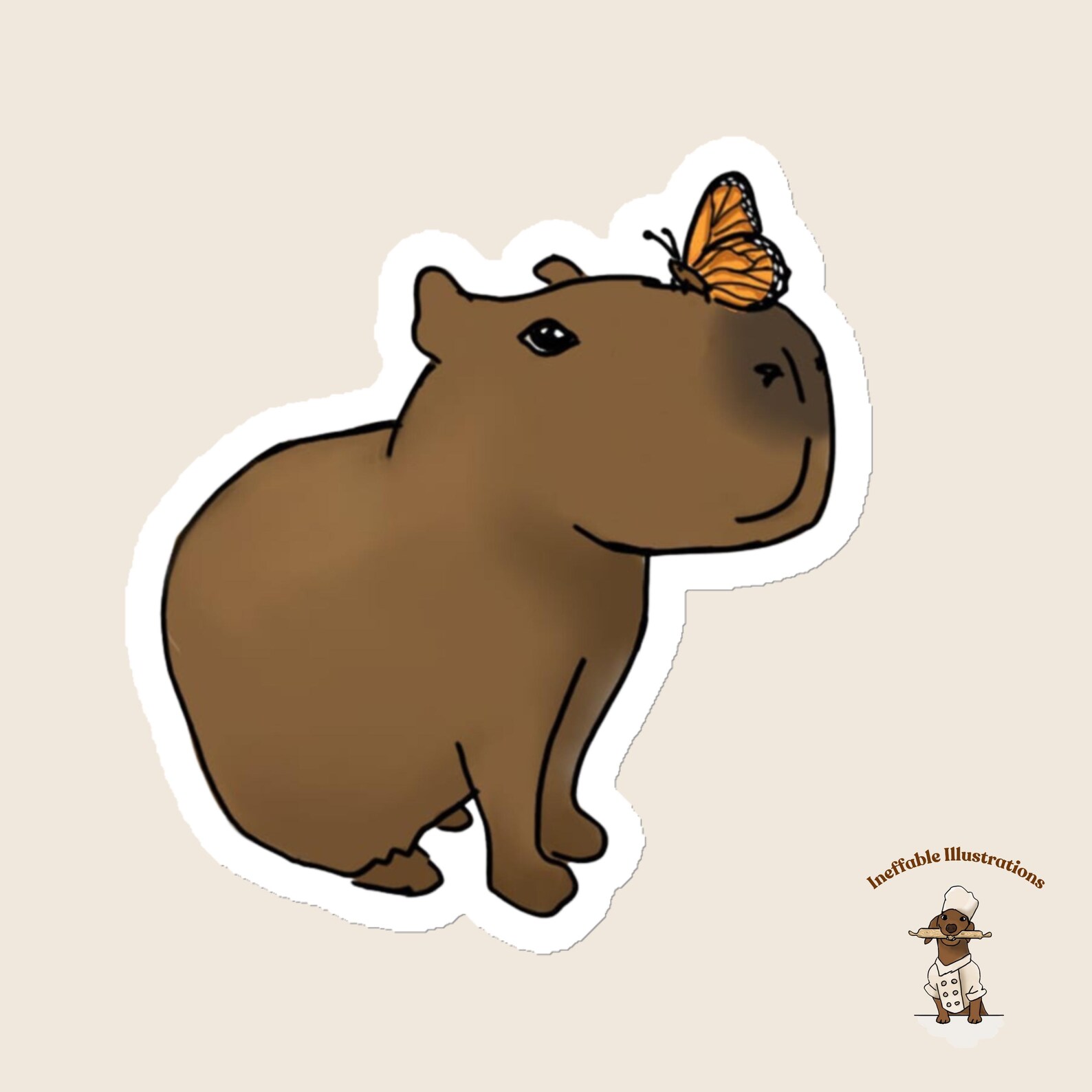 Capybara Magnet With Cute Capybara Jolly & Butterfly Design | Animal ...