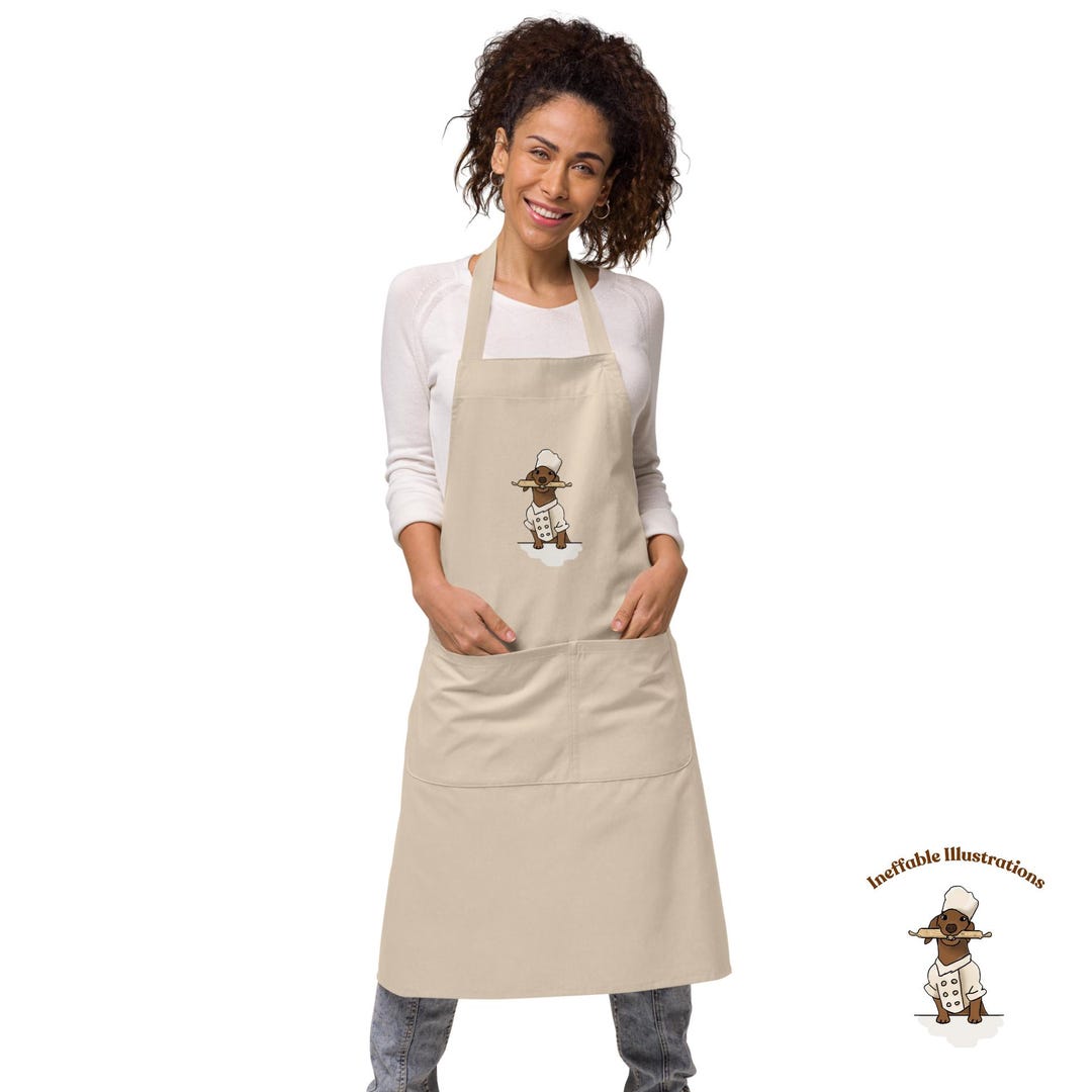 Organic Cotton Apron: Sausage Dog Chef Illustration - Etsy