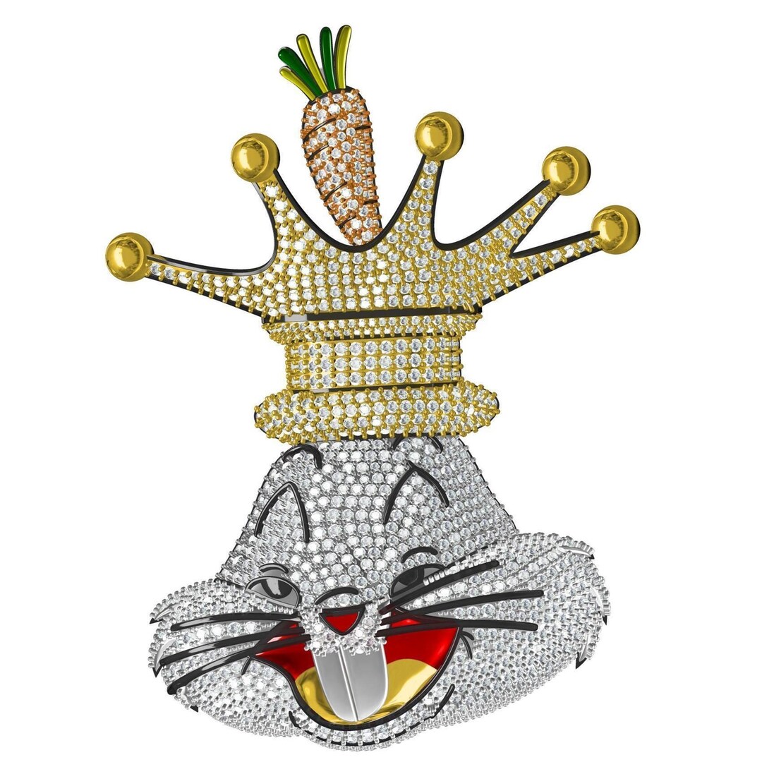 Bug Bunny King Hip Hop Pendant, Bunny Rabbit Moissanite Pendant, Rapper ...