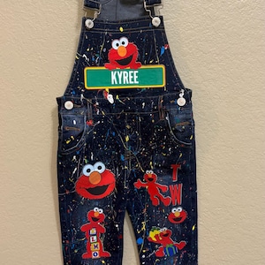 Custom Elmo Overalls, Overalls Birthday Outfit, Custom Overalls, Sesame ...