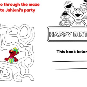 Custom Elmo/sesame Street Coloring Book - Etsy