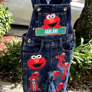 Custom Elmo Overalls, Overalls Birthday Outfit, Custom Overalls, Sesame ...