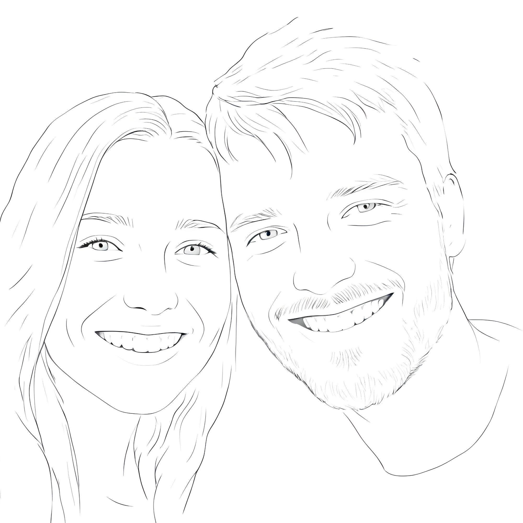 Custom Line Portrait, Couples Outline Portrait, Couple Illustrated ...