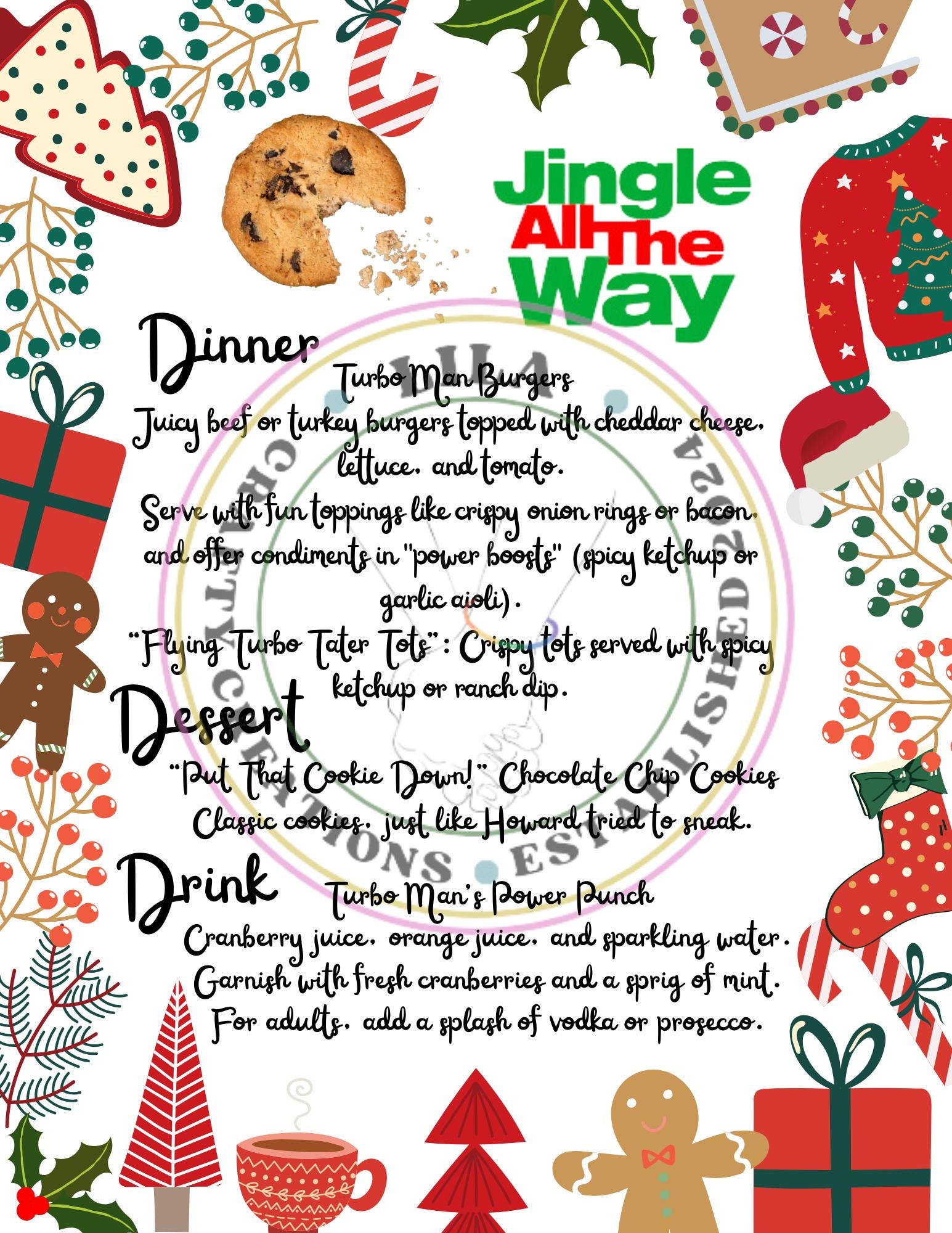 12 Days of Christmas Movies and Menus - Etsy