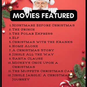 12 Days of Christmas Movies and Menus - Etsy