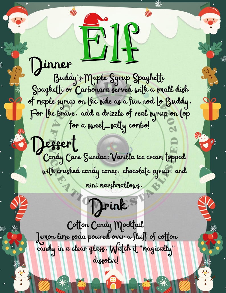 12 Days of Christmas Movies and Menus - Etsy