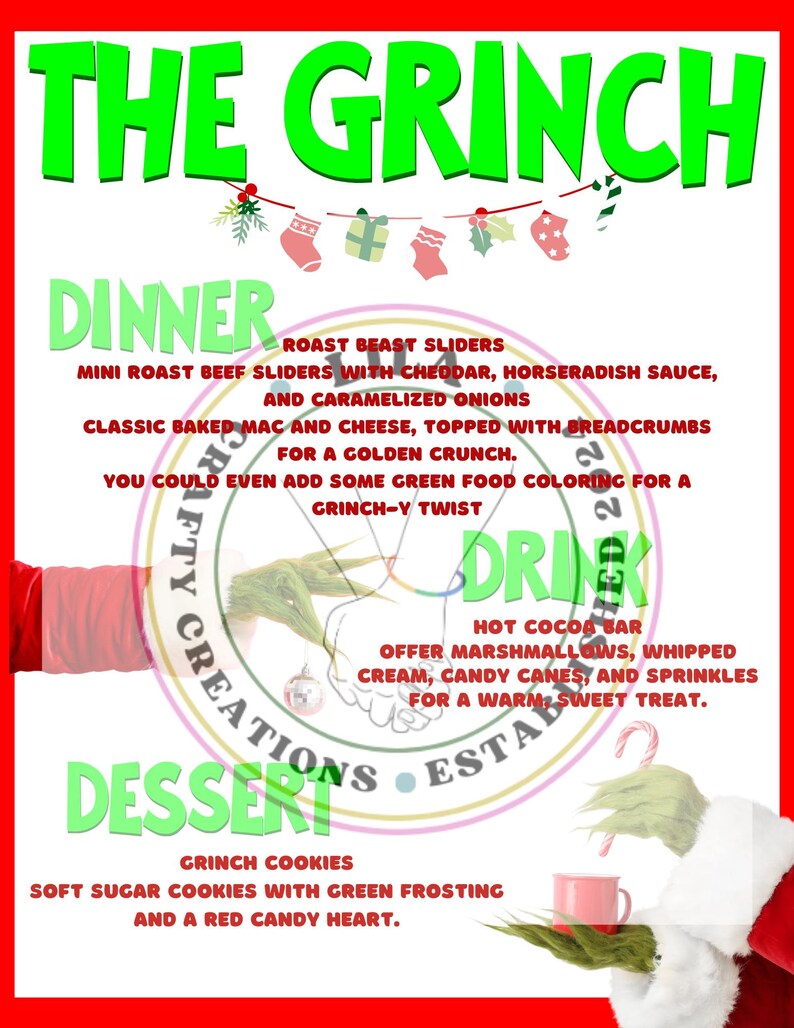 12 Days of Christmas Movies and Menus - Etsy
