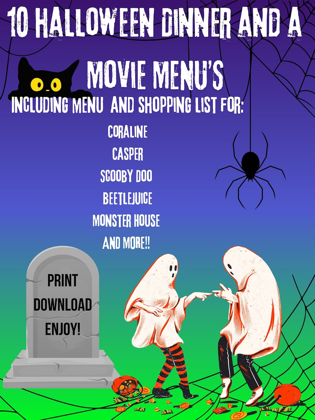 Halloween Themed Dinner and a Movie Menu - Etsy