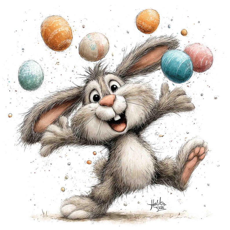 18 Happy Easter Bunny Clipart Bundle, Playful Spring PNG Files for ...