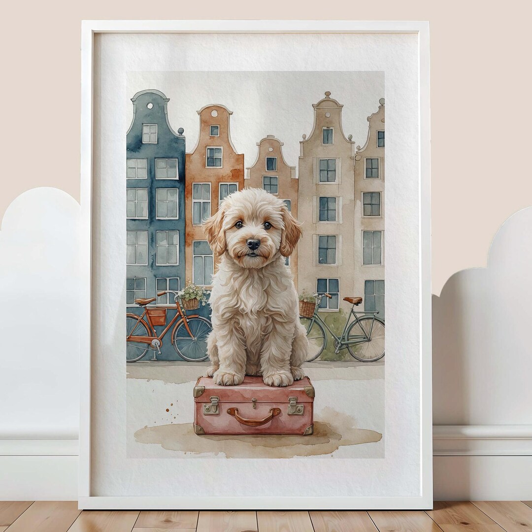 Goldendoodle Poster, Watercolor Dog Illustration, Gift for Dog Mom ...