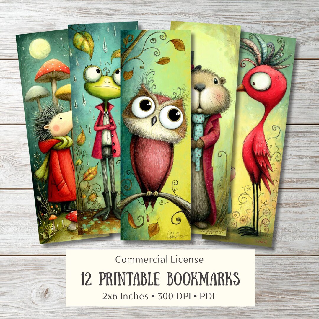 12 Woodland Animals Printable Bookmarks, Whimsical Storybook Art ...