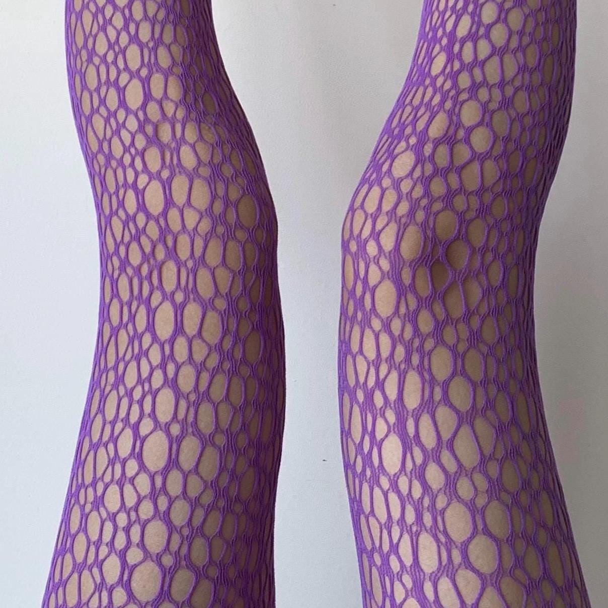 Purple Fishnet Circle Cut-out Tights | Colored Pattern Tights Pantyhose ...
