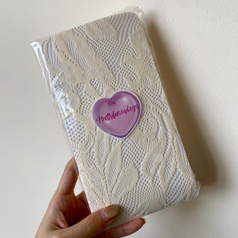 White Beige Lace Fishnet Tights With Flower & Plant Pattern — Mesh ...