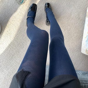 Navy Blue Velvet Tights – Ancient Egyptian-inspired Pattern Opaque ...