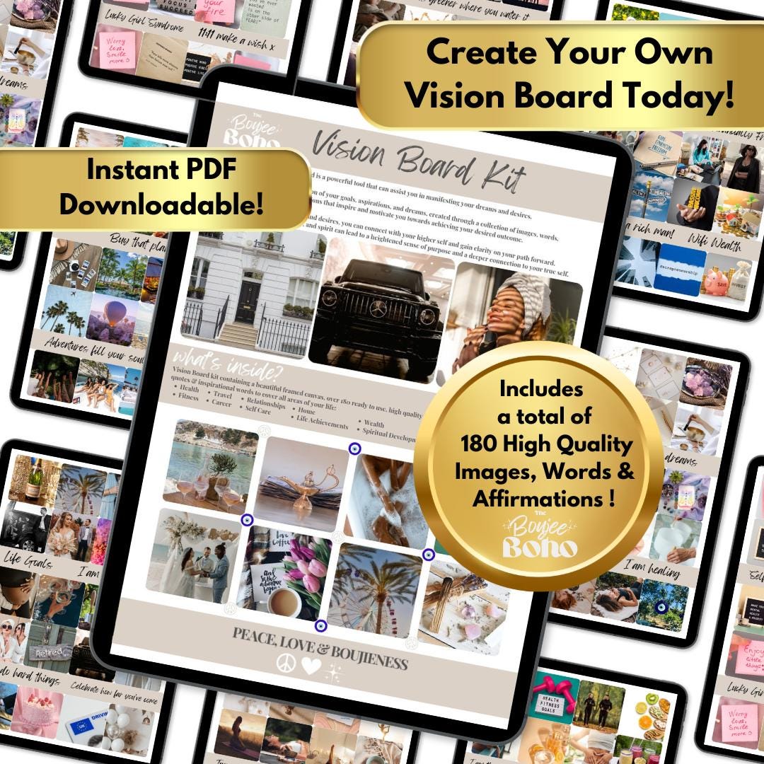 2025 Vision Board Downloadable Aesthetic Boujee Boho Manifesting Your ...