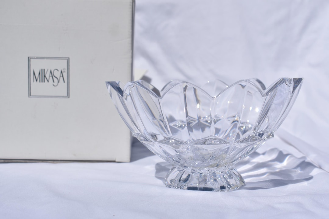 Mikasa Diamond Point Lead Crystal Footed Bowl | 7” Decorative Bowl ...