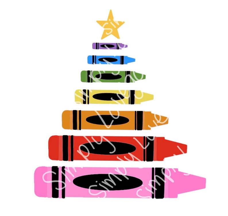 Crayon Christmas Tree Png - Etsy