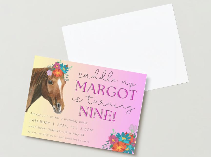 Horse Girl Birthday Invitation: Saddle up Party (canva Template) - Etsy