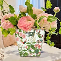 Pink and Gold Quatrefoil Cachepot - Etsy