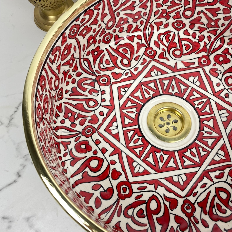 Handmade Burgundy Ceramic Sink: Moroccan Bathroom Vessel Basin With ...