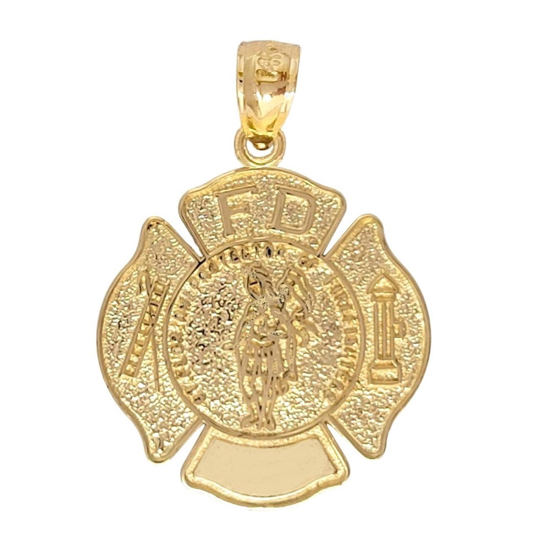 14K Yellow Gold ST. Florian Protector of Firefighters Pendant - Etsy
