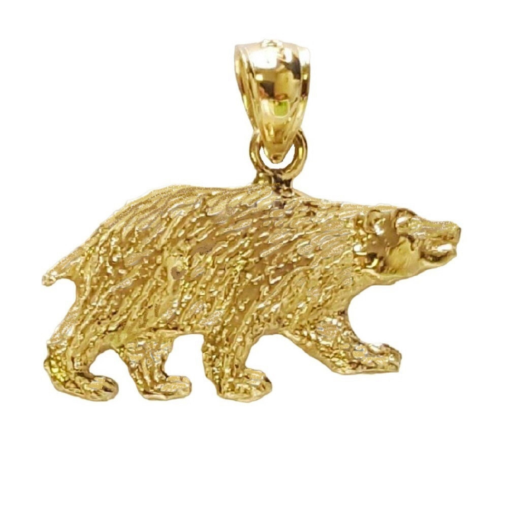 14K Yellow Gold Bear Pendant - Etsy