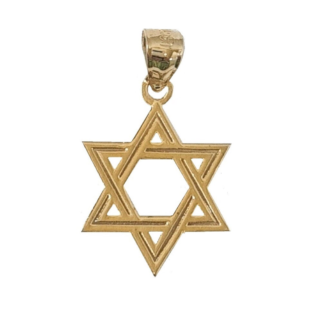 14K Yellow Gold Star of David 2-sided Pendant - Etsy