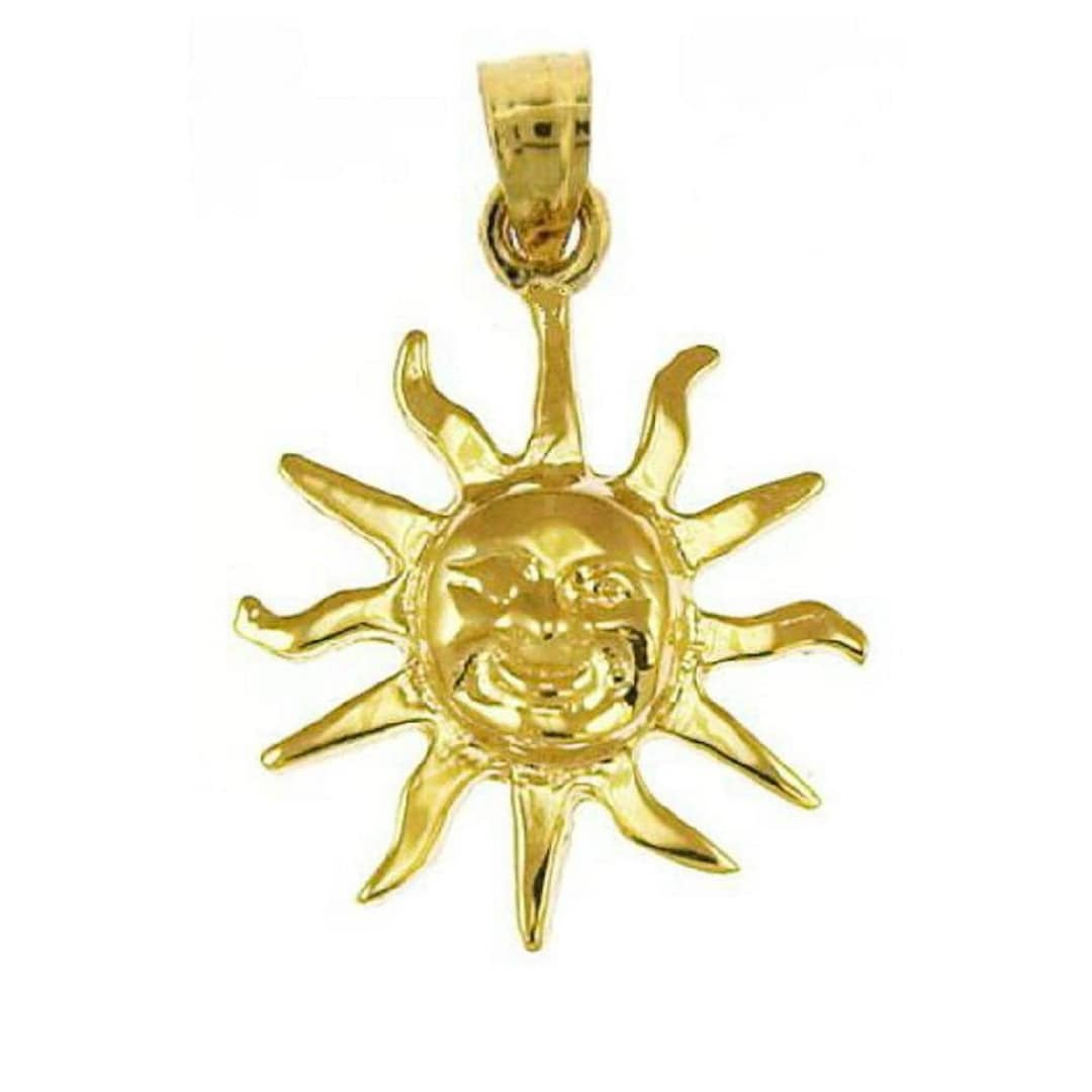 14K Yellow Gold SUN Pendant - Etsy