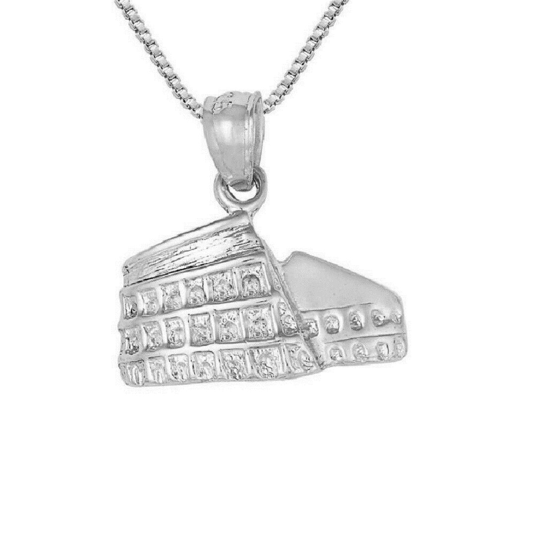 925 Sterling Silver Necklace W/ Rome Colosseum, Coliseum Pendant Charm ...