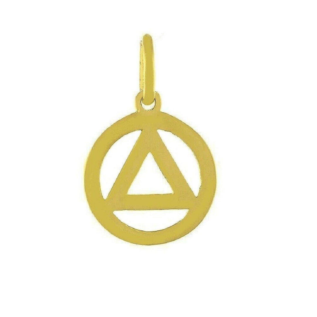 14K Yellow Gold Alcoholics Anonymous Recovery Sobriety Symbol Pendant ...