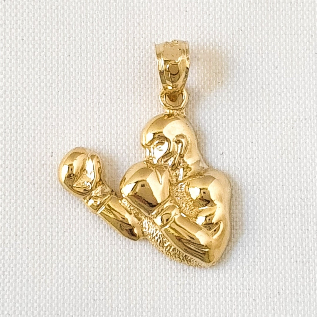 14K Yellow Gold Boxing Boxer Pendant - Etsy