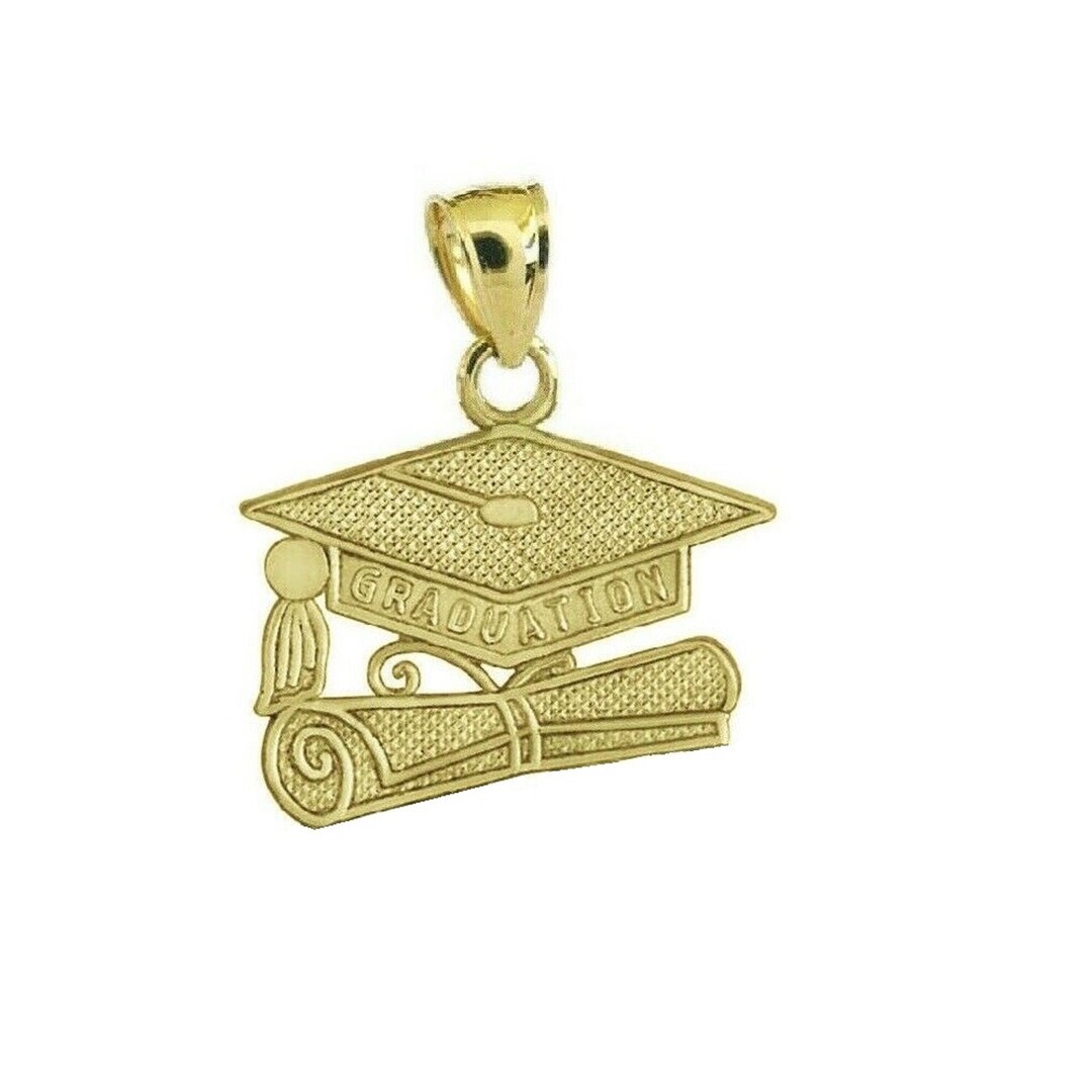 14k Yellow Gold Graduation Cap With Diploma Charm / Pendant - Etsy