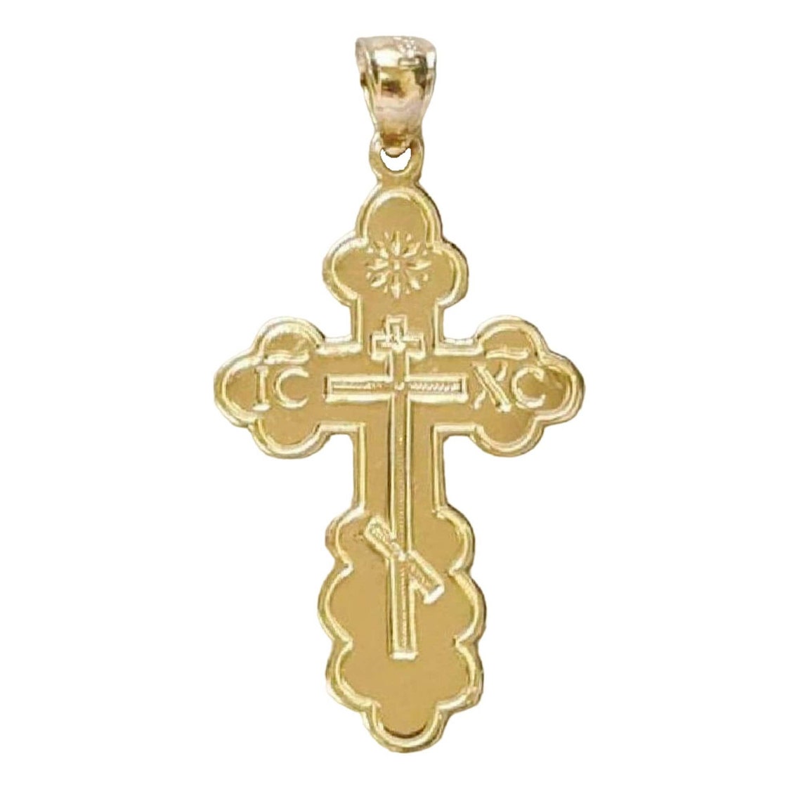 14K Yellow Gold Orthodox Cross Pendant - Etsy